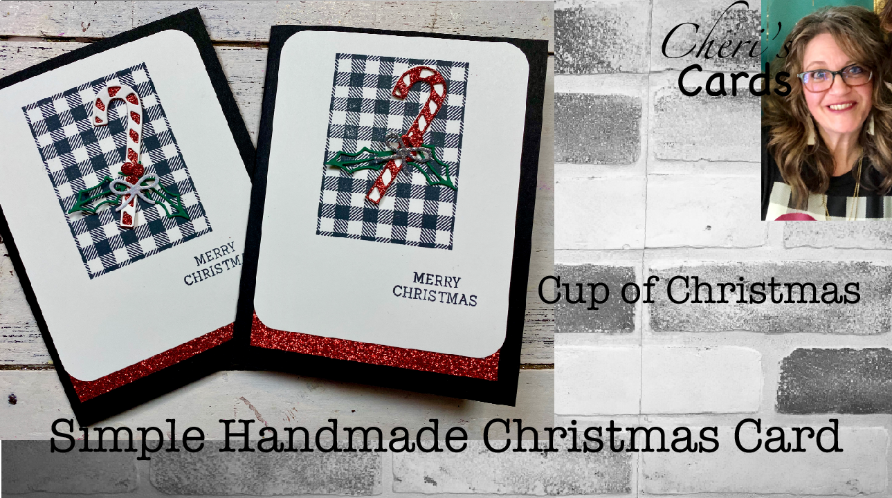 Simple Buffalo Check Handmade Christmas Card with Cup of Christmas ...