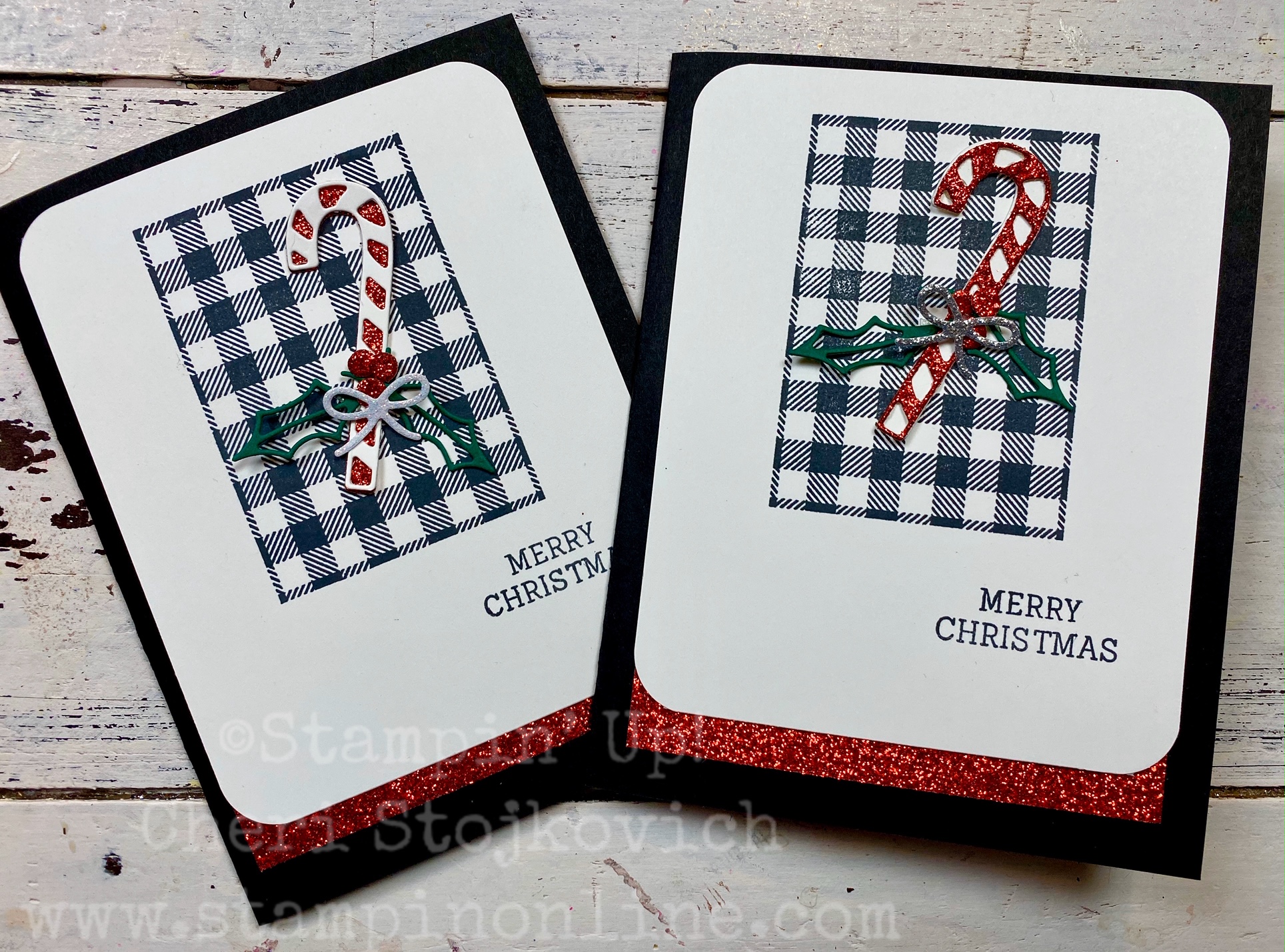 Quick DIY Handmade Buffalo Check Christmas card