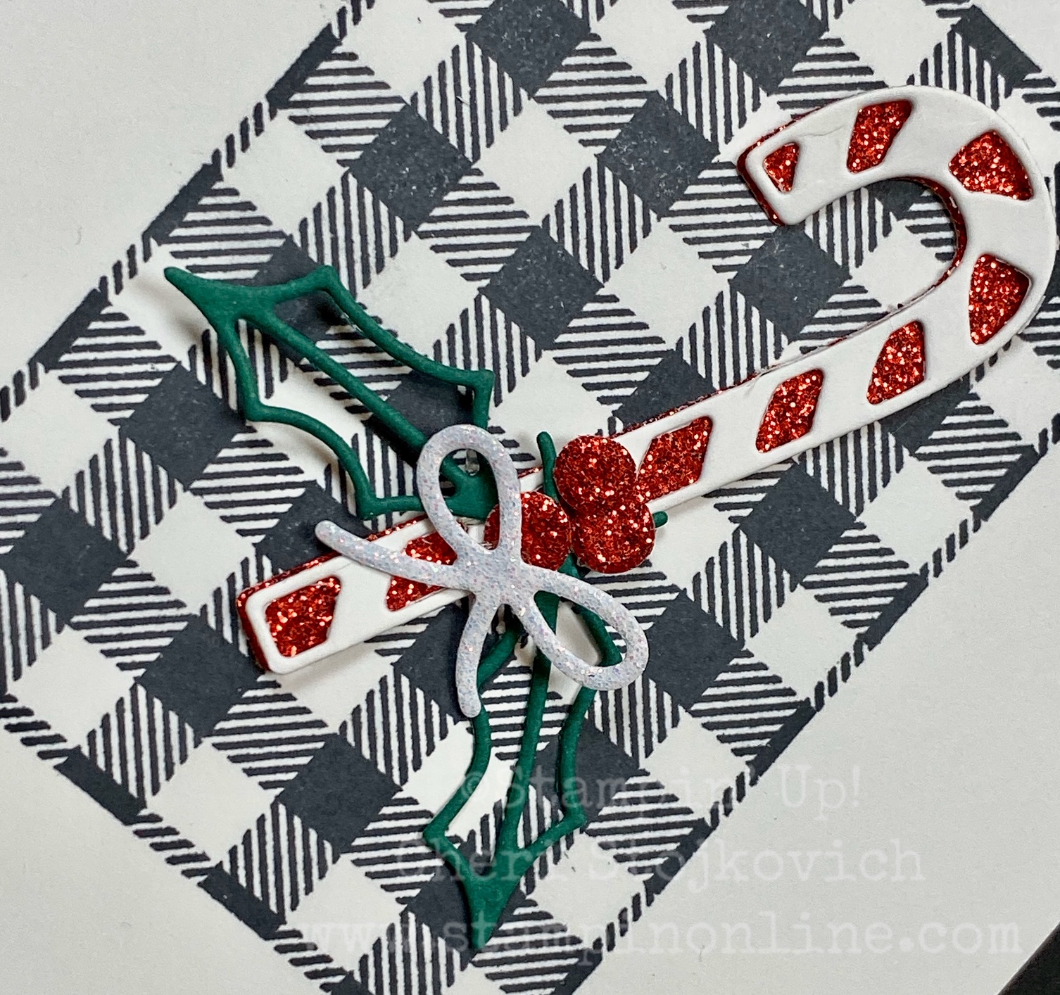 Quick DIY Handmade Buffalo Check Christmas card