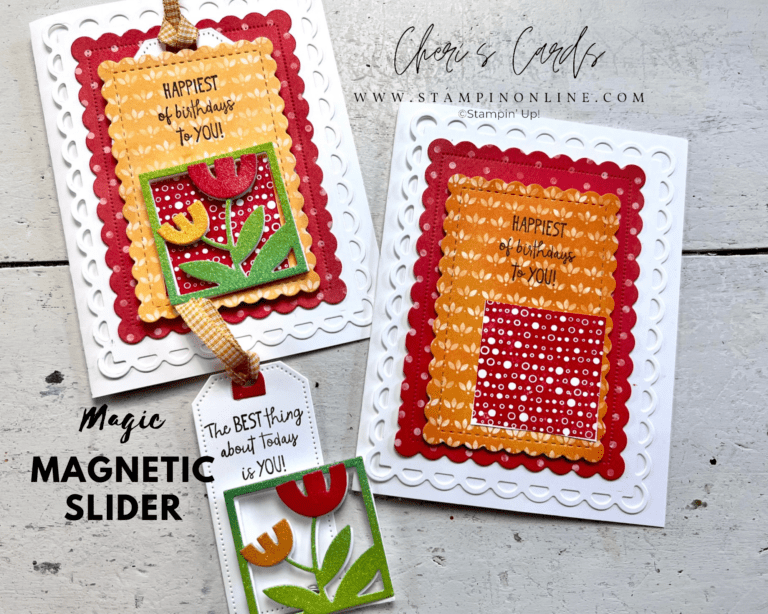 MAGIC Magnet Slider Card With All Squared Away & Specialty Paper Stampin Up
