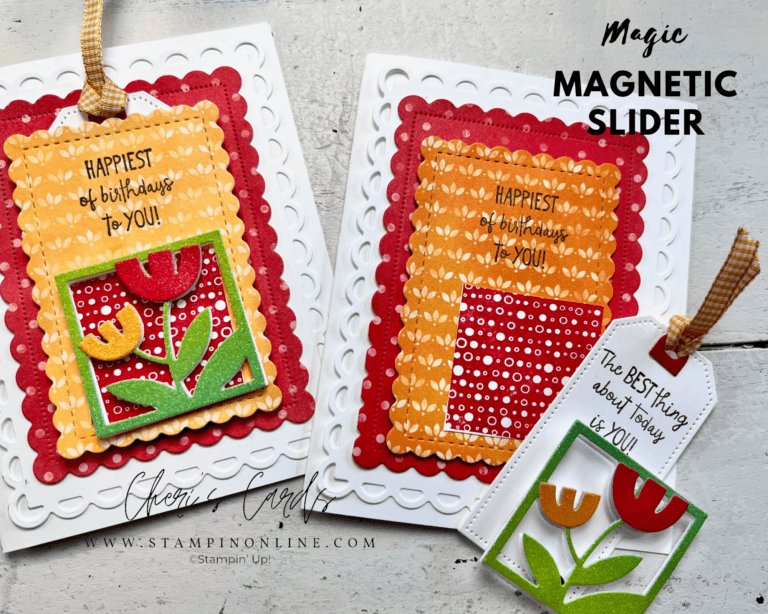 MAGIC Magnet Slider Card With All Squared Away & Specialty Paper Stampin Up